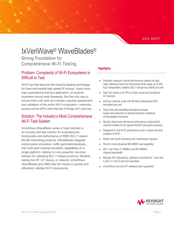 IxVeriWave WaveBlades PDF Asset Page | Keysight